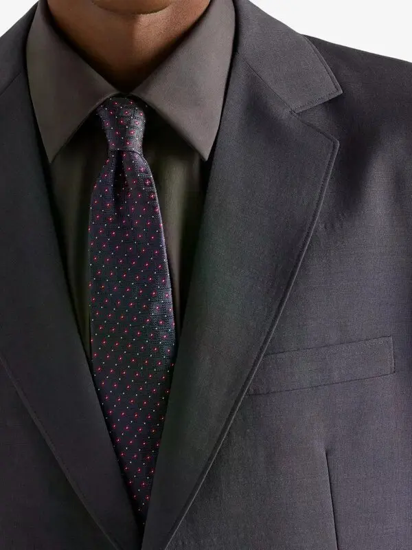 Prada Patterned Silk Neck Tie - Blue