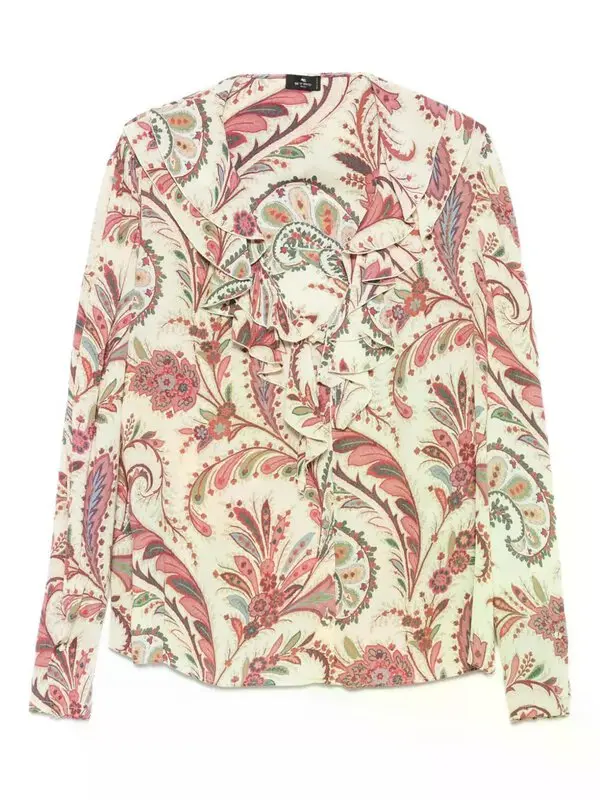 Etro Paisley-print Ruffled Blouse - Neutrals