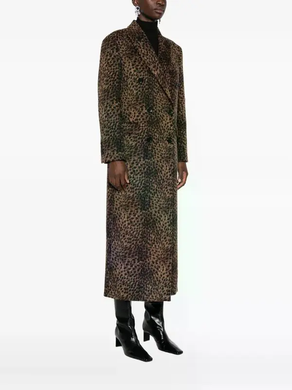 ERALDO Leopard-print Double-breasted Coat