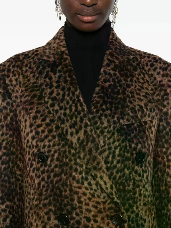 ERALDO Leopard-print Double-breasted Coat