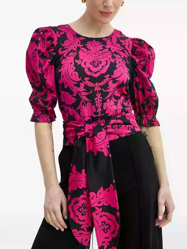 Luisa Spagnoli Damask Puff-sleeve Top