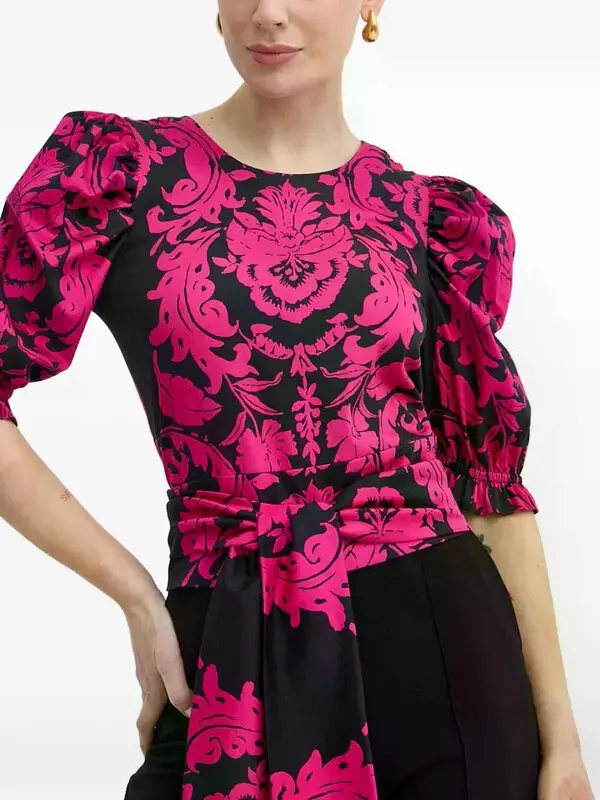 Luisa Spagnoli Damask Puff-sleeve Top