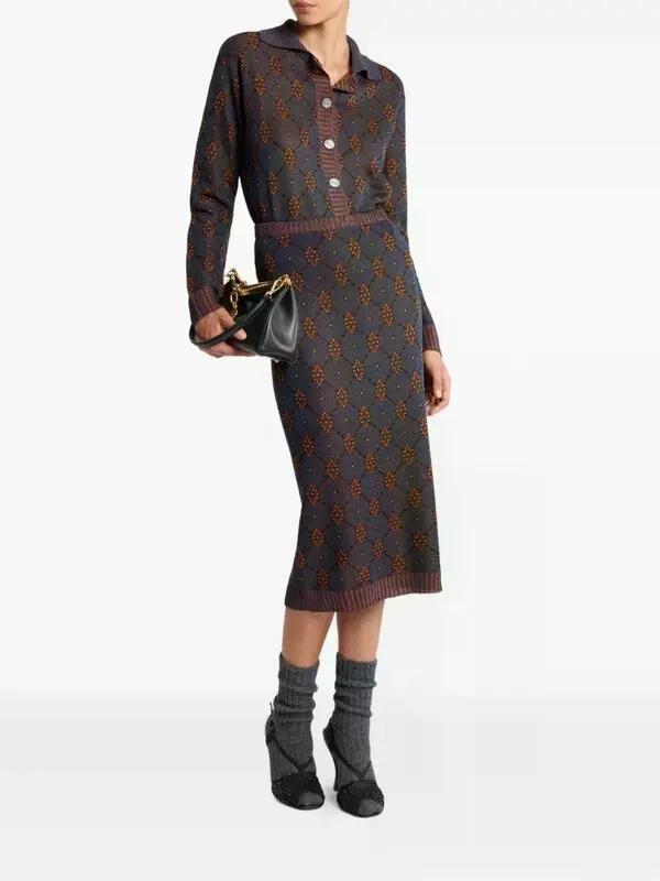 Etro Patterned Polo-neck Cardigan - Blue