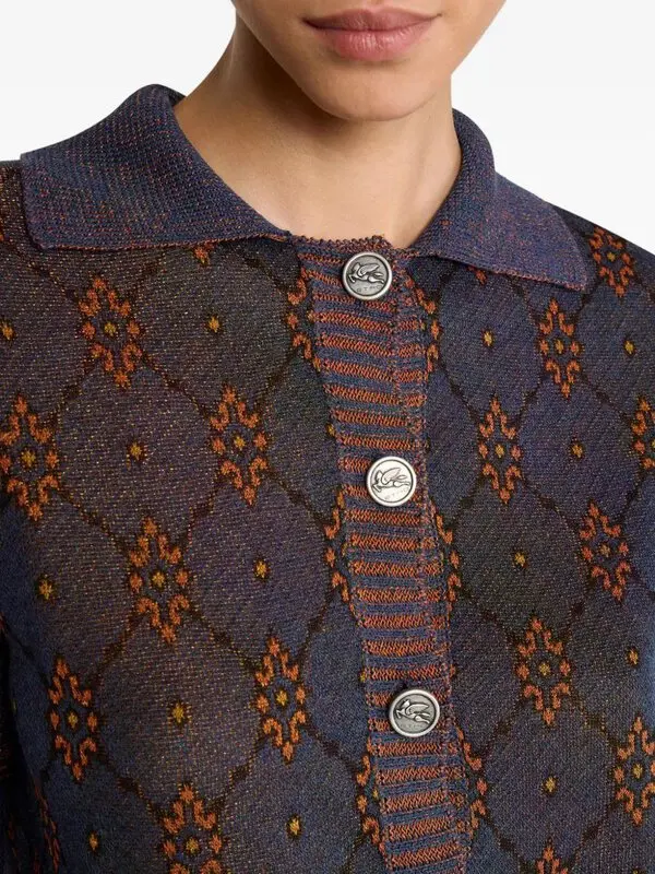 Etro Patterned Polo-neck Cardigan - Blue