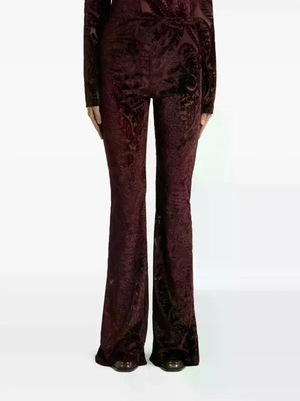 Etro Jacquard Chenille Flared Trousers - Red