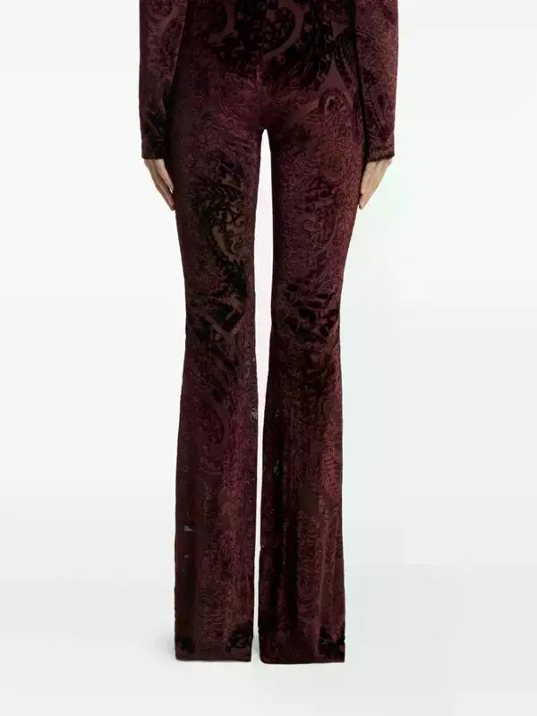 Etro Jacquard Chenille Flared Trousers - Red