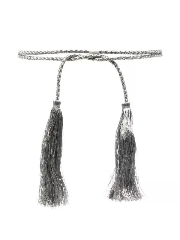 FORTE_FORTE Crystal-embellished Tassel Belt - Grey