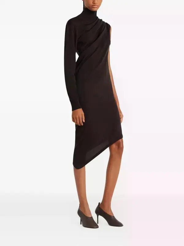 COURREGES Asymmetrical Turtleneck Dress - Brown