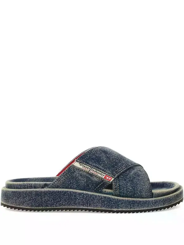 DIESEL Denim Cross-strap Slides