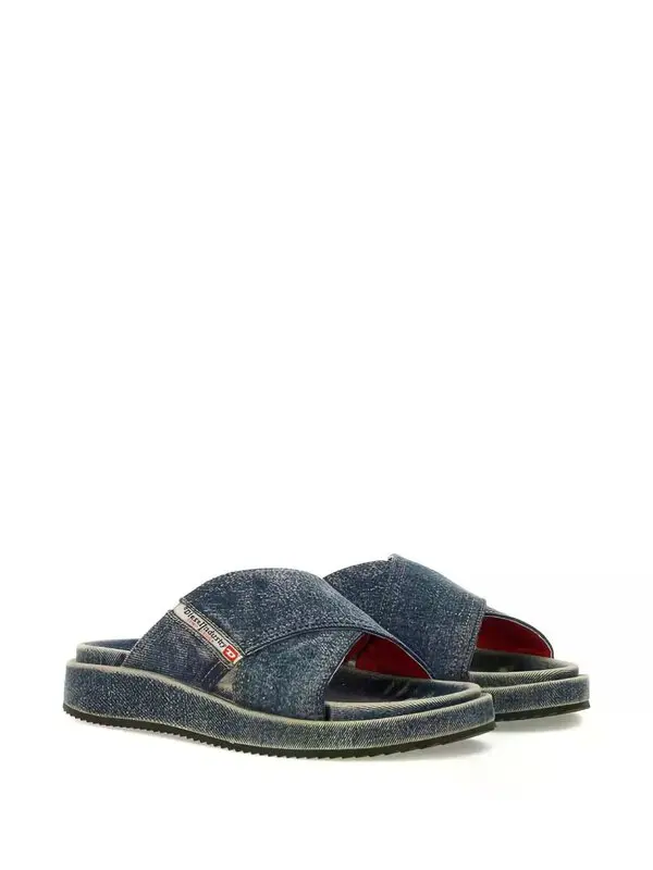 DIESEL Denim Cross-strap Slides