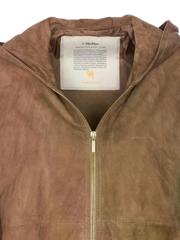 Max Mara Hooded Suede Zip Jacket