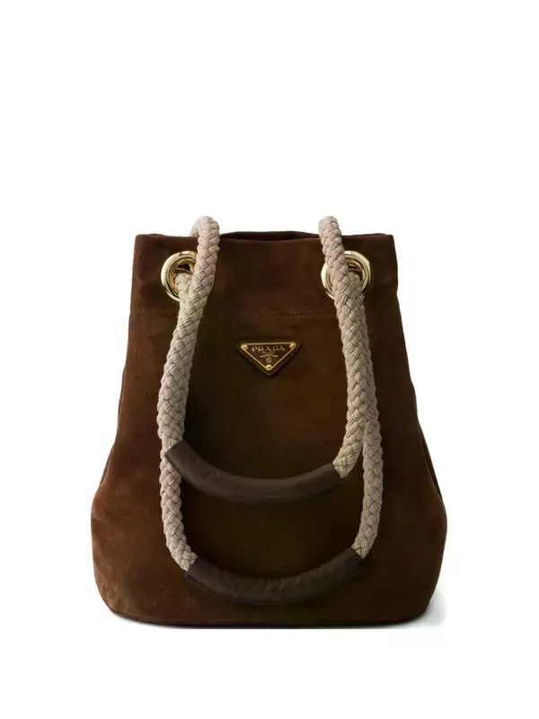 Prada Small Mariner Suede Bucket Bag - Brown