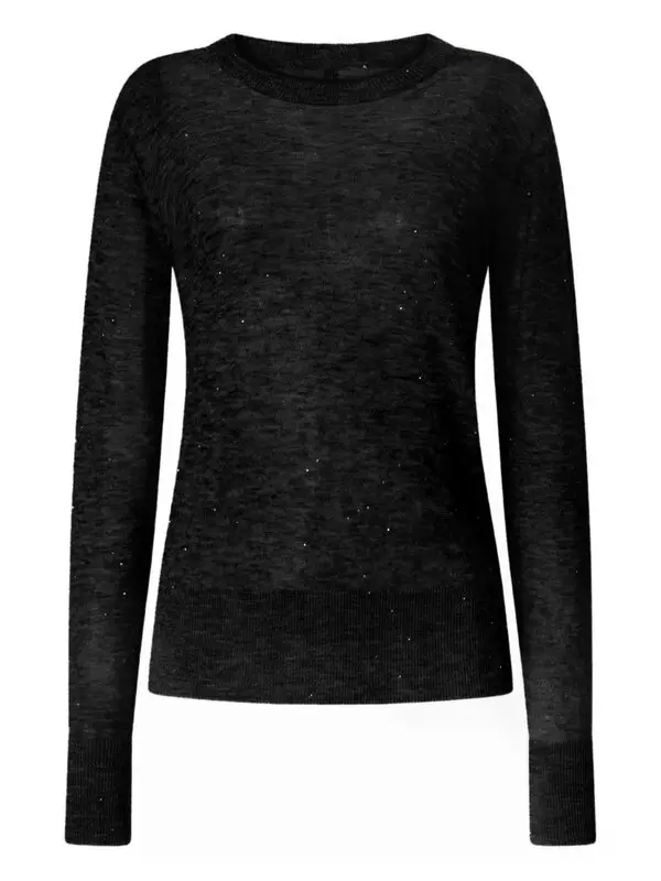 GENNY Crew-neck Long-sleeve Sweater - Black