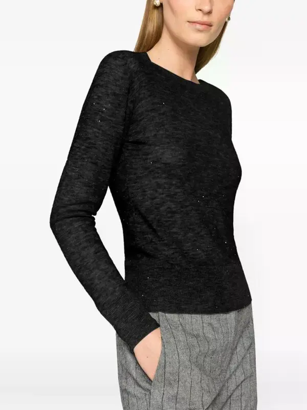 GENNY Crew-neck Long-sleeve Sweater - Black