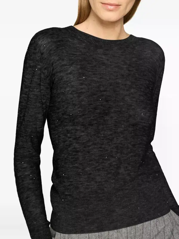 GENNY Crew-neck Long-sleeve Sweater - Black