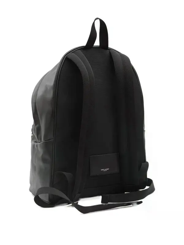 Saint Laurent Embossed-logo Leather Backpack - Black