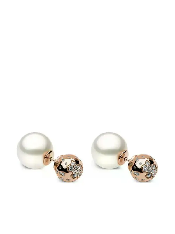 Yoko London 18kt Rose Gold South Sea Pearl And Diamond Earrings - Pink