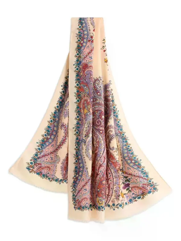 Etro Paisley Floral Print Scarf - Neutrals