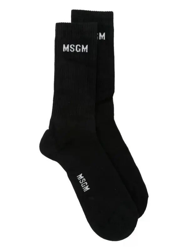 MSGM Logo Jacquard Socks - Black