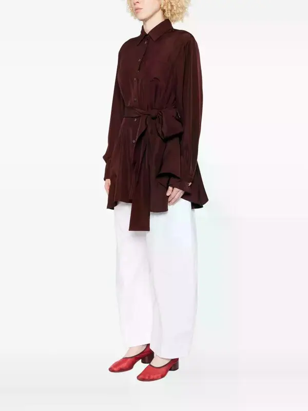Loewe Belted Pocket Shirt Top - Red