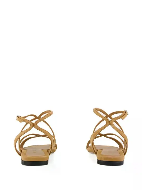 JIMMY CHOO Ayla Suede Buckle Strap Flat Sandals - Brown