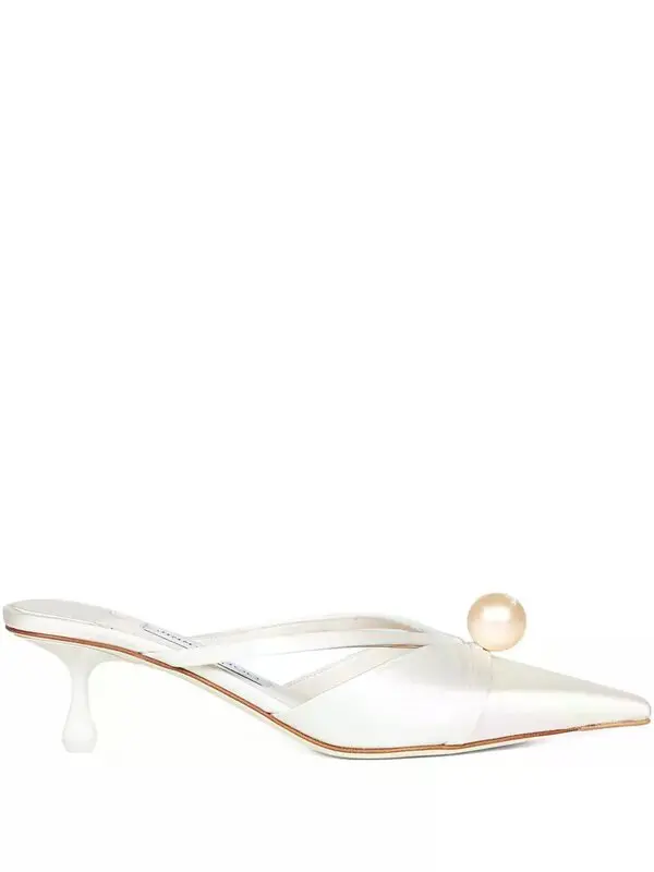 JIMMY CHOO 50mm Pearl-embellished Pointed-toe Mules