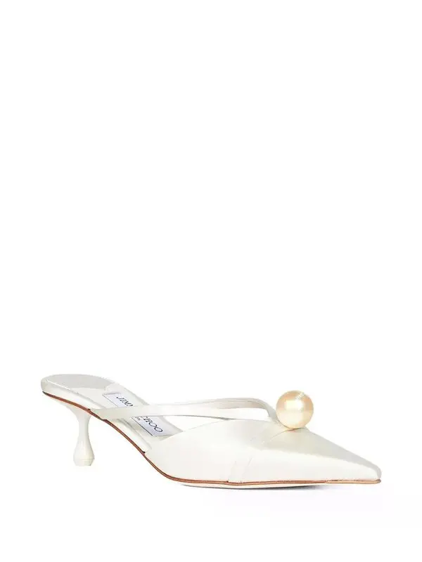 JIMMY CHOO 50mm Pearl-embellished Pointed-toe Mules
