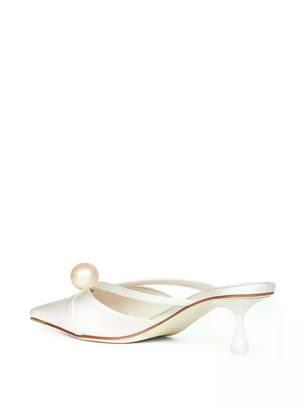 JIMMY CHOO 50mm Pearl-embellished Pointed-toe Mules