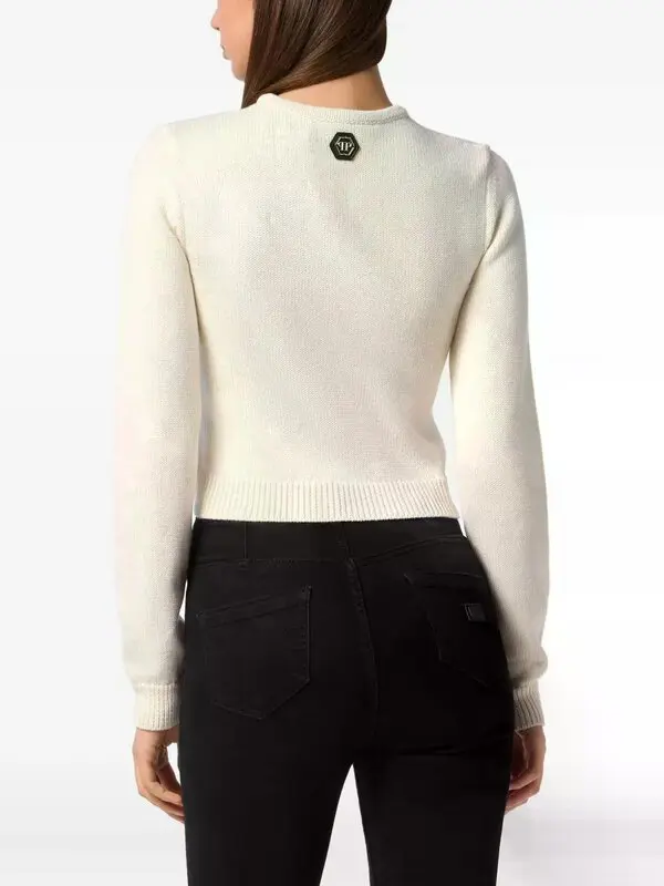 Philipp Plein Teddy Bear Embroidered Crew Neck Sweater