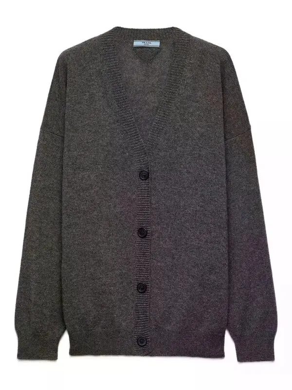 Prada Ribbed Cashmere Cardigan - Grey