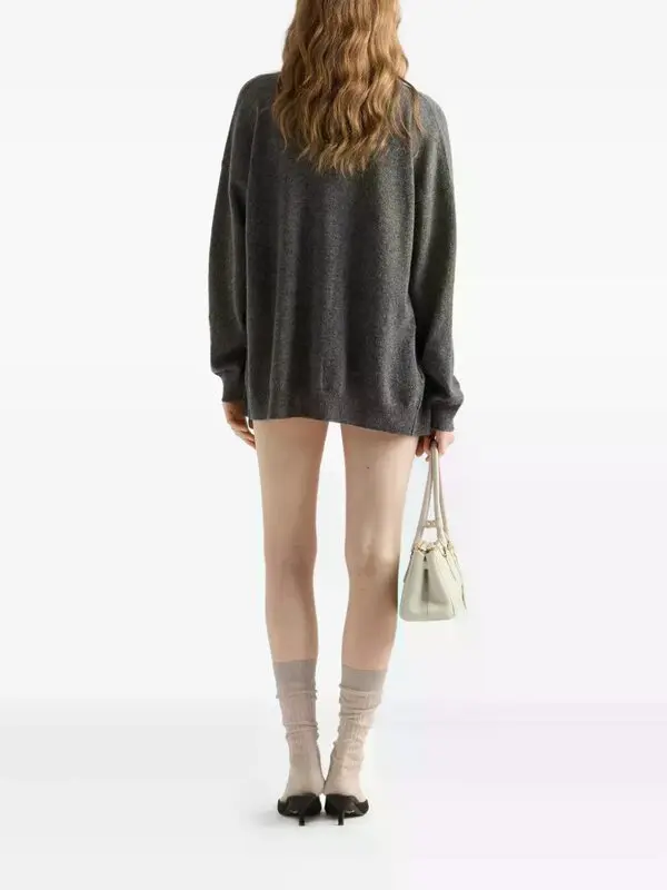 Prada Ribbed Cashmere Cardigan - Grey