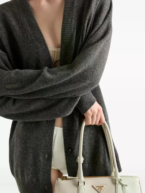 Prada Ribbed Cashmere Cardigan - Grey