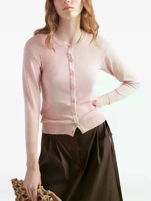 Prada Ribbed Knit Button-front Cardigan