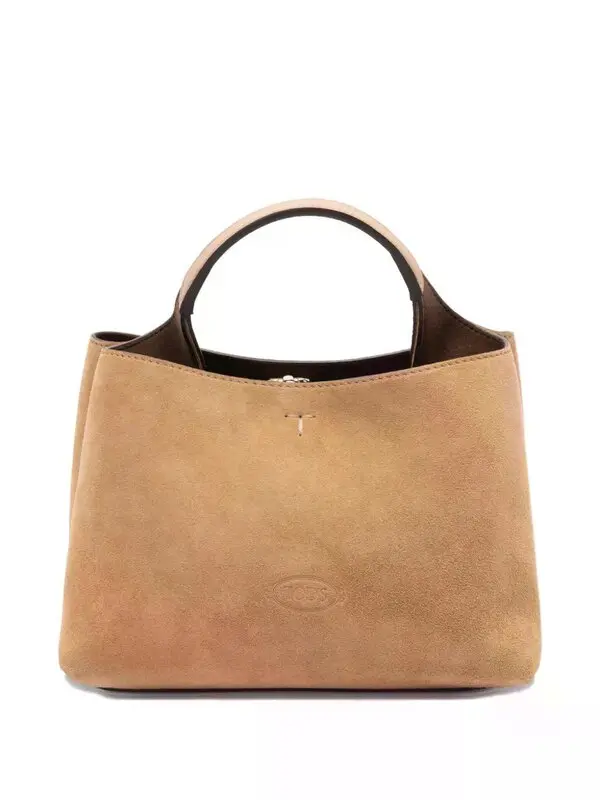 TOD'S Debossed-logo Suede Shoulder Bag