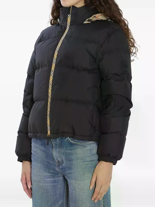 Burberry Ambleside Concealed-hood Puffer Jacket With Check Taping