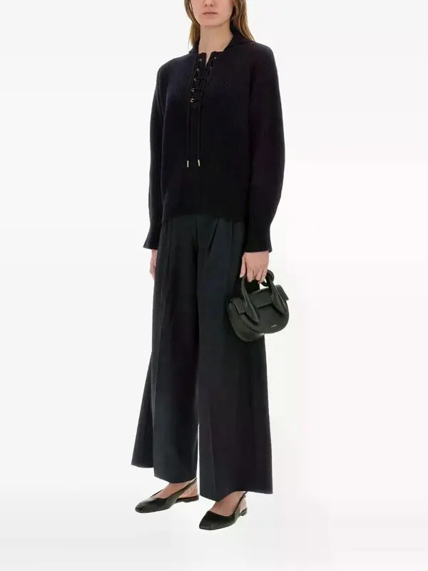 Max Mara Lace-up Ribbed Sweater
