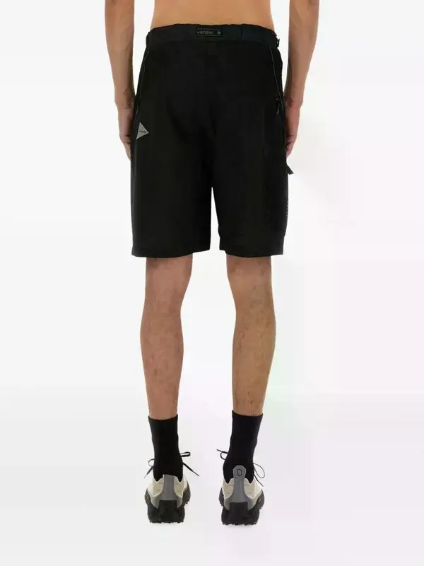 AND WANDER Mesh Panel Belted Shorts - Black