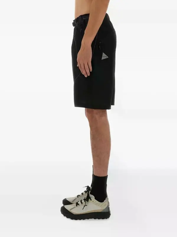 AND WANDER Mesh Panel Belted Shorts - Black