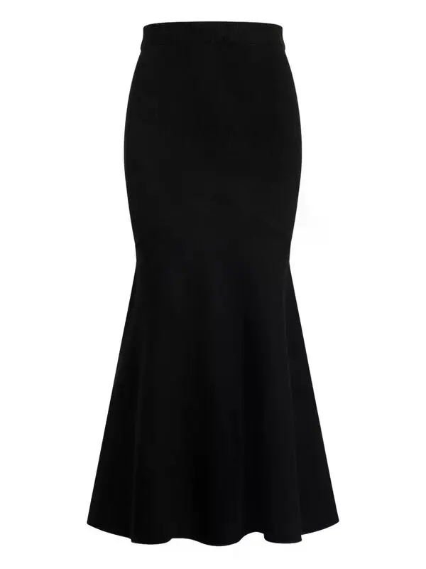 PATOU Fishtail Wool Maxi Skirt - Black