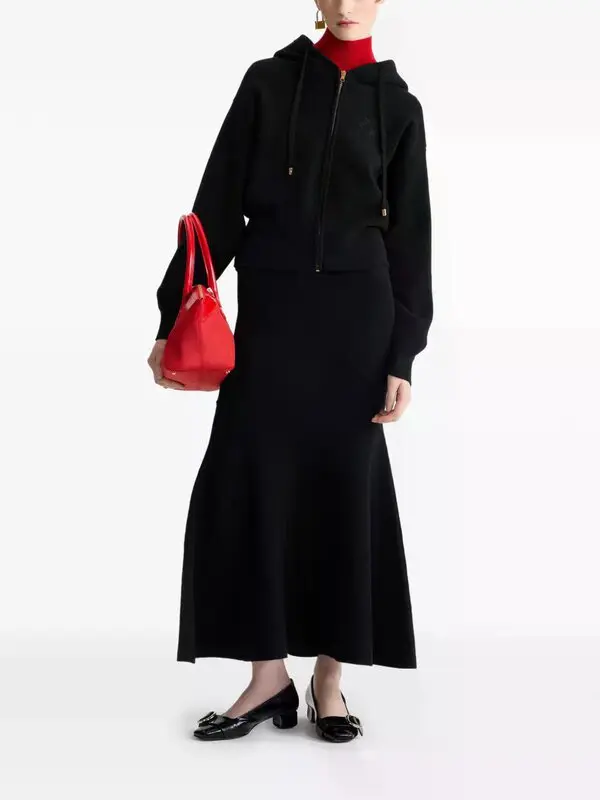 PATOU Fishtail Wool Maxi Skirt - Black