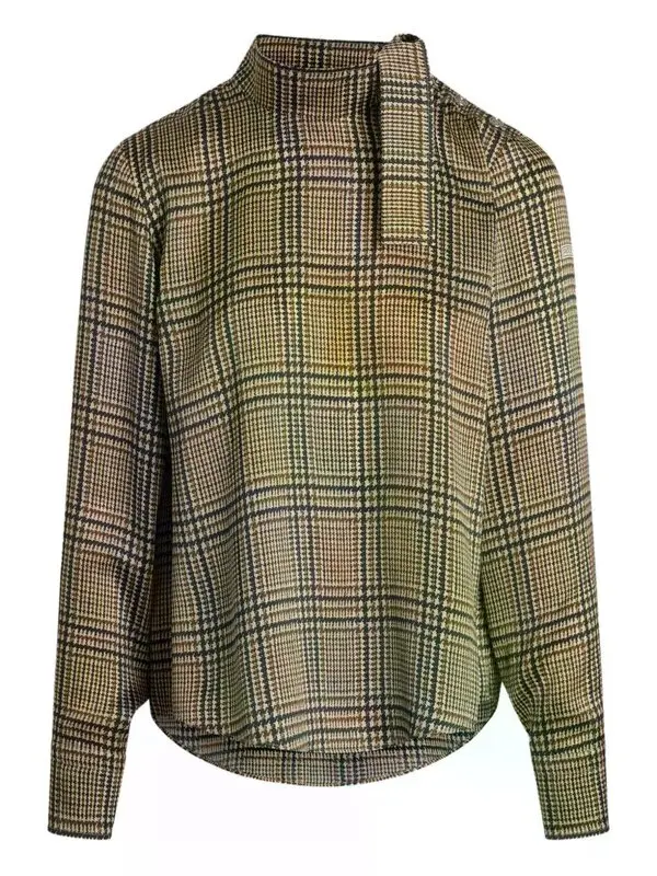 PATOU Plaid-pattern Scarf-detail Blouse