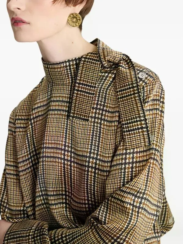 PATOU Plaid-pattern Scarf-detail Blouse