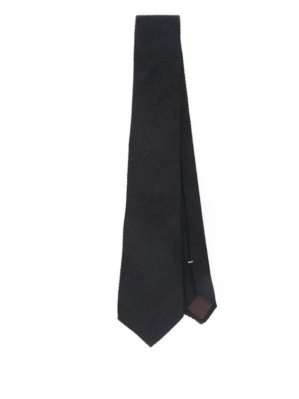Canali Textured Silk-cashmere Necktie - Blue