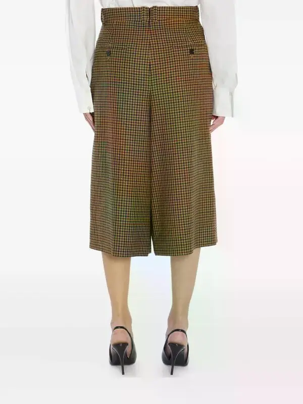 Saint Laurent Plaid Cropped Trousers - Brown