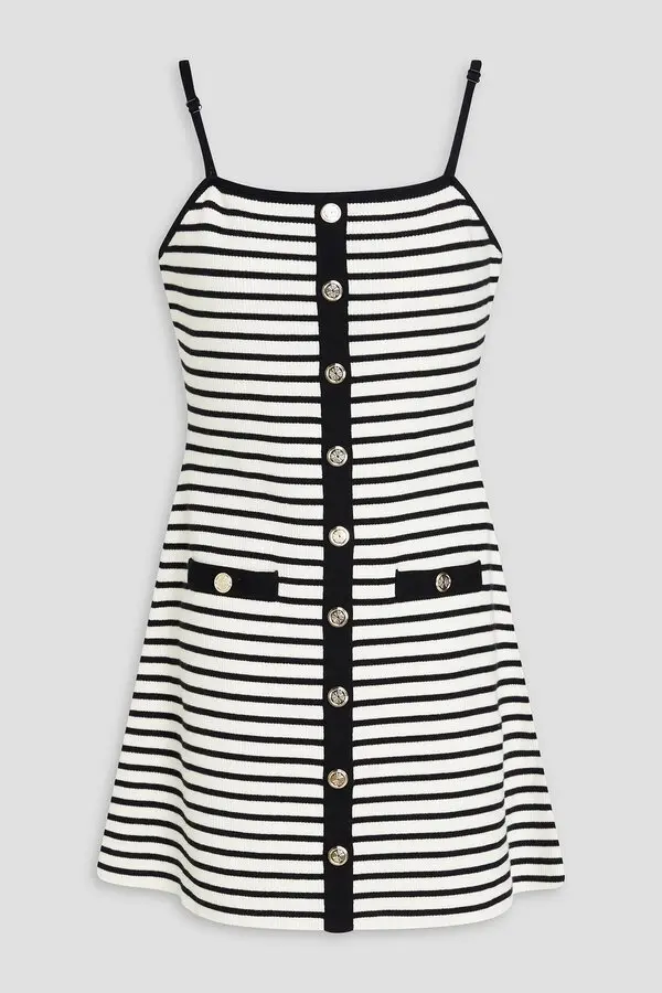 Maje Striped Ribbed Jersey Mini Dress
