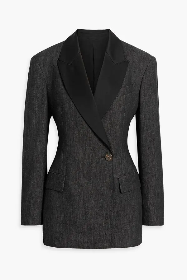 Brunello Cucinelli Satintrimmed Double-breasted Denim Blazer