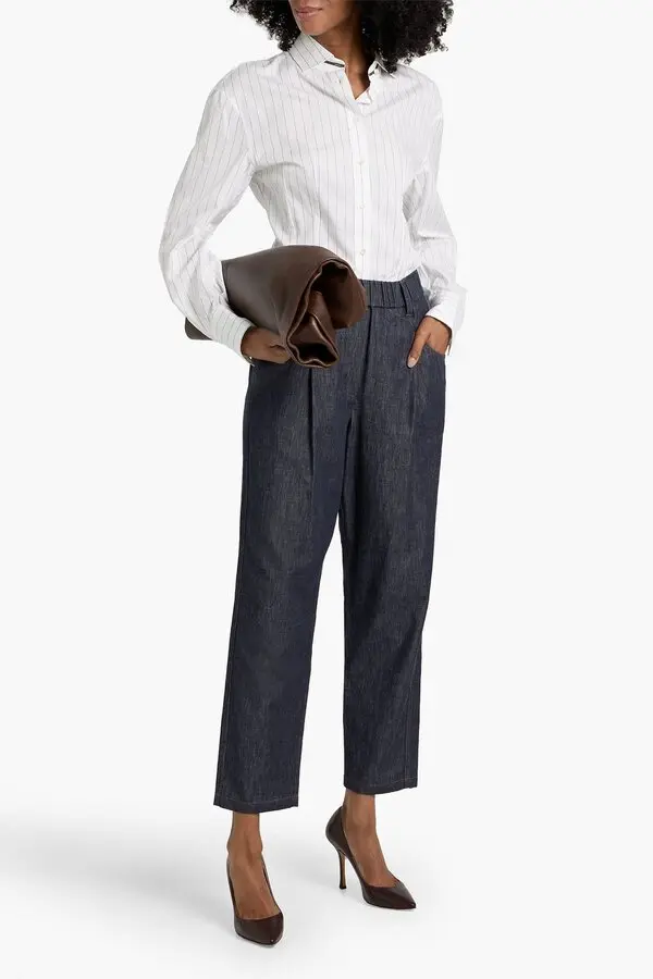 Brunello Cucinelli Cotton-chambray Straight-leg Pants