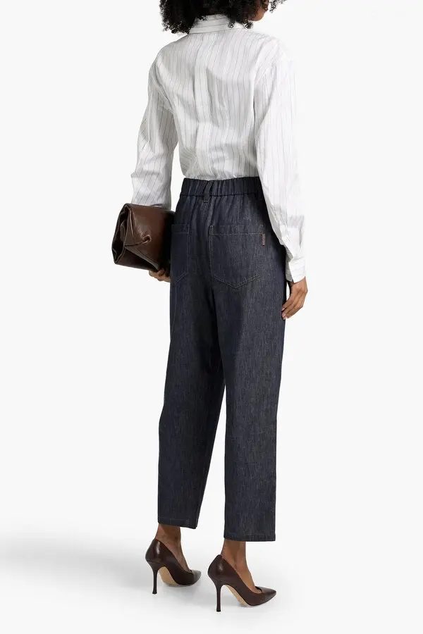 Brunello Cucinelli Cotton-chambray Straight-leg Pants
