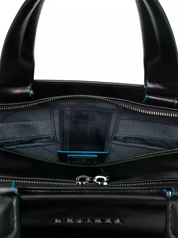 PIQUADRO Logo-appliqué Leather Laptop Bag