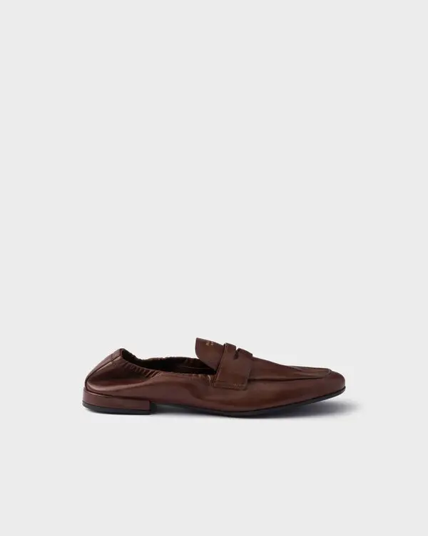 Prada Shuffle Antiqued Leather Loafers - Brown